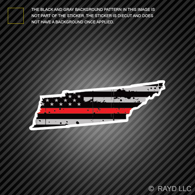 Distressed Thin Red Line Tennessee State Shaped Subdued US Flag Sticker ...