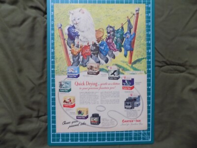 1943/2 PRINT CARTERS INK COLORS GENTLE AS A KITTEN FOUNTAIN PENS WW2 | eBay