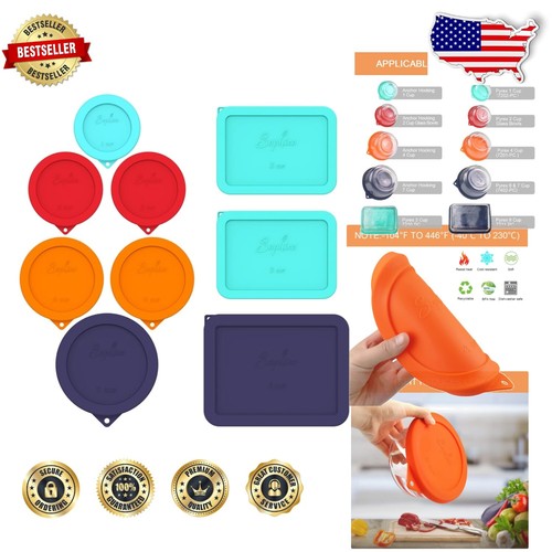 9-Pack Airtight Silicone Storage Cover Lids for Anchor Hocking & Pyrex ...