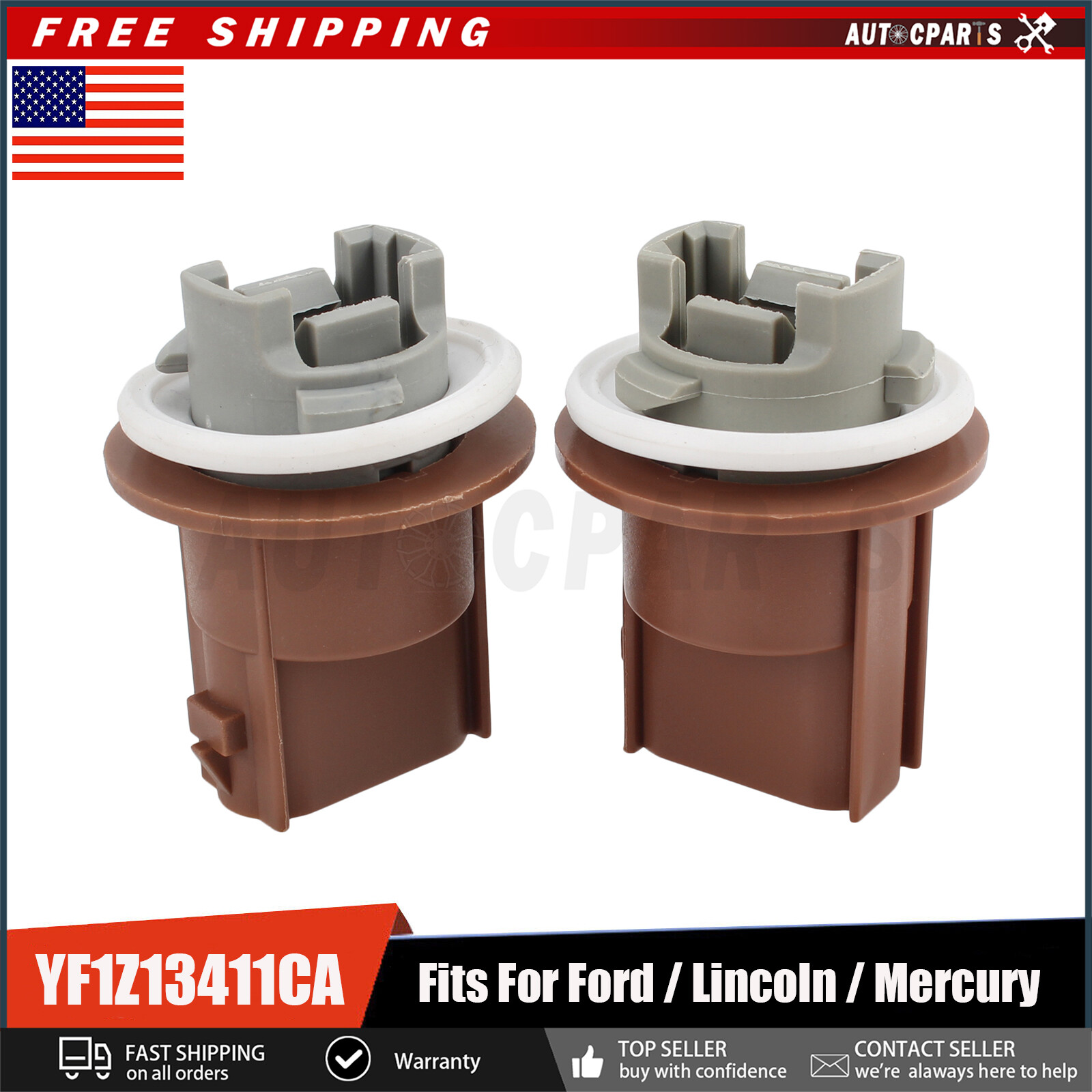 2x Bulb Sockets Headlamp Parking Turn Signal Brake Tail Light For Ford ...