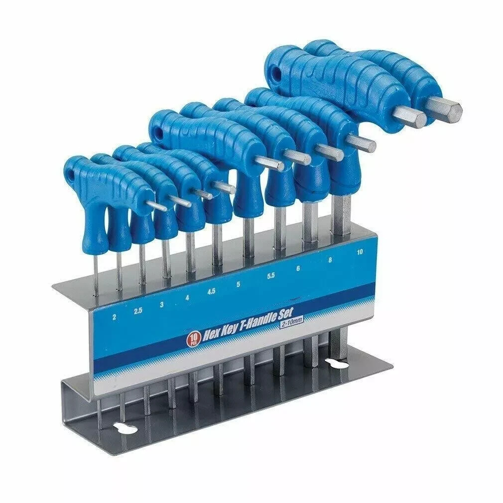 10 Piece Long Metric Hex Allen key Wrench Set 2mm - 10mm T Handle Keys ...