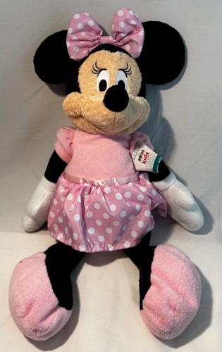 DISNEY Store Minnie Mouse 18” Plush Pink Polka Dot Dress Stuffed Animal ...