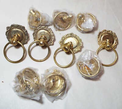 10 Antique Style Reproduction Ornate BRASS Drawer LOOP PULL HANDLES | eBay