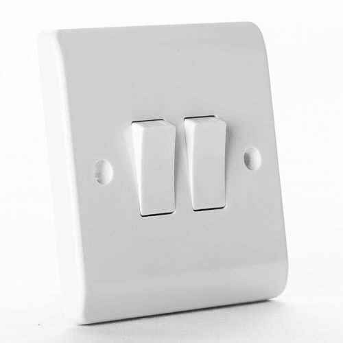 Light Switch 1 /2 Way 1 / 2 Gang 1G Single Twin Triple White Plastic ...