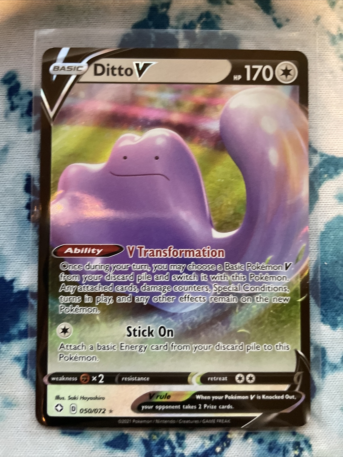 Pokemon Shining Fates Card - Ditto V 050/072 Holo Rare Mint Pack Fresh ...