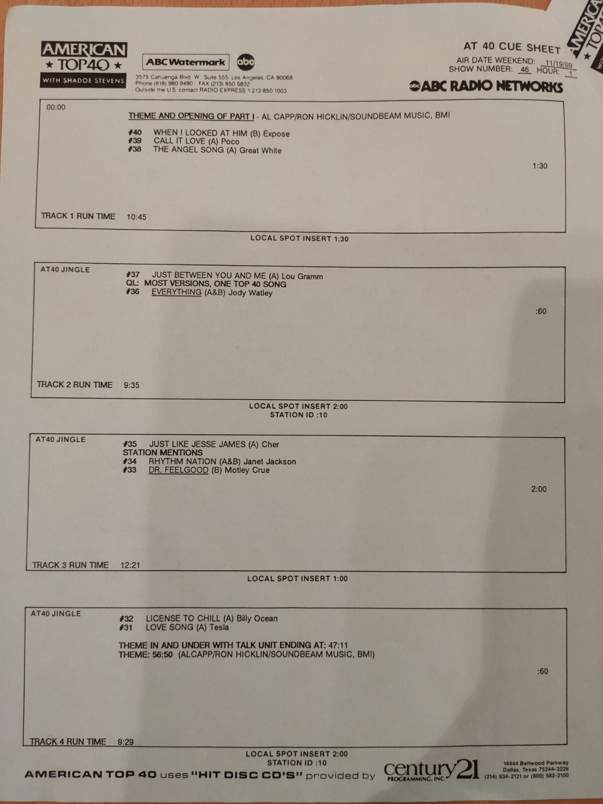 AMERICAN * TOP40 * WITH SHADOE STEVENS 4xPROMO VINYL Show #46 ABC RADIO ...