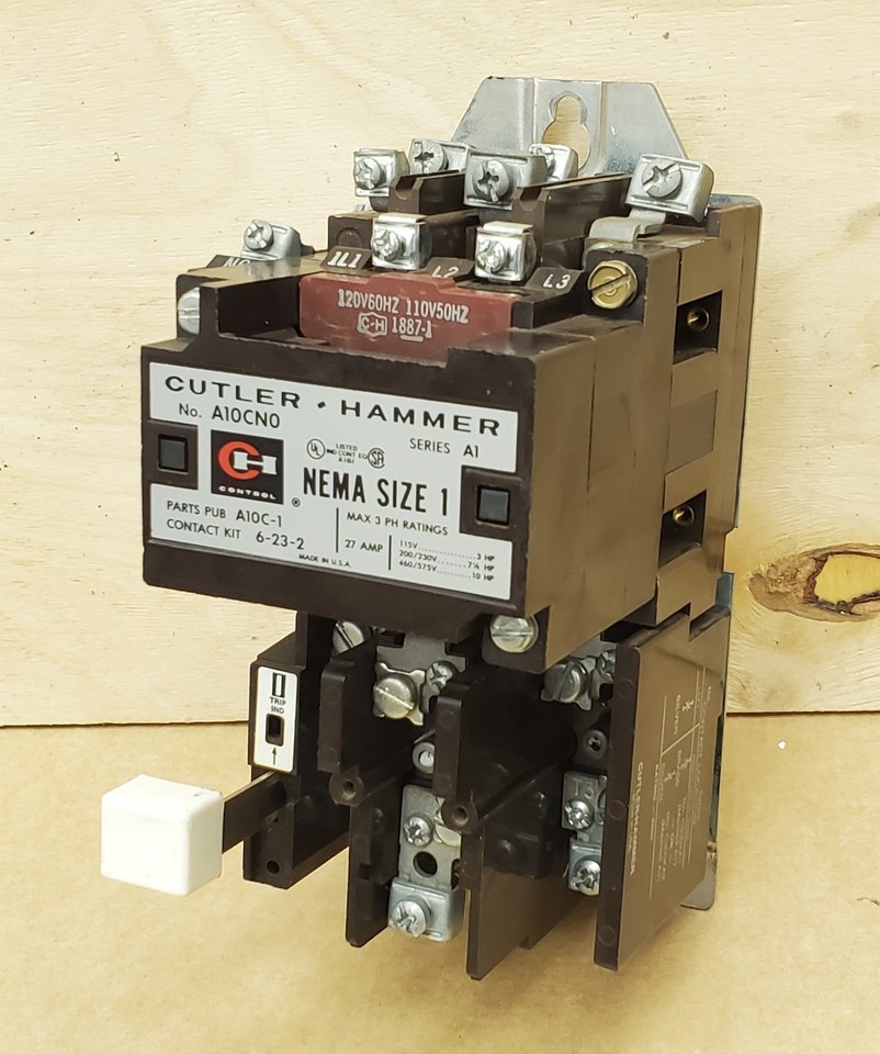 Cutler Hammer A10CN0 Size 1 Motor Starter w/ 120VAC Coil & Overload ...