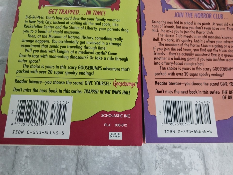 Vtg R.L. Stine Goosebumps Reader Beware Tick Tock, Bat Wing Hall 1st ...