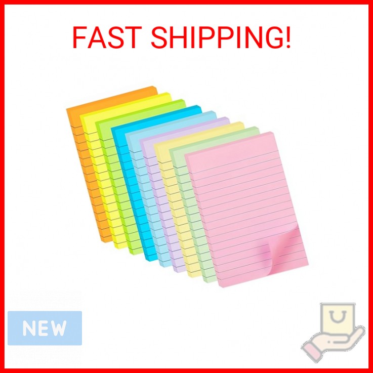 HQCME 9 Pack Lined Sticky Notes 4X6 in Post, 9 Pastel Colors Large ...