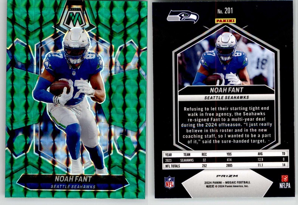 Noah Fant 2024 Mosaic Green Prizm #201 Seahawks | eBay