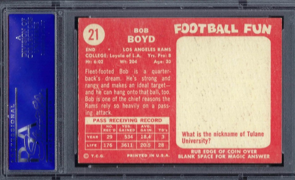 1958 Topps FB #021 PSA 8 Bob Boyd Rams 21 Sharp! | eBay