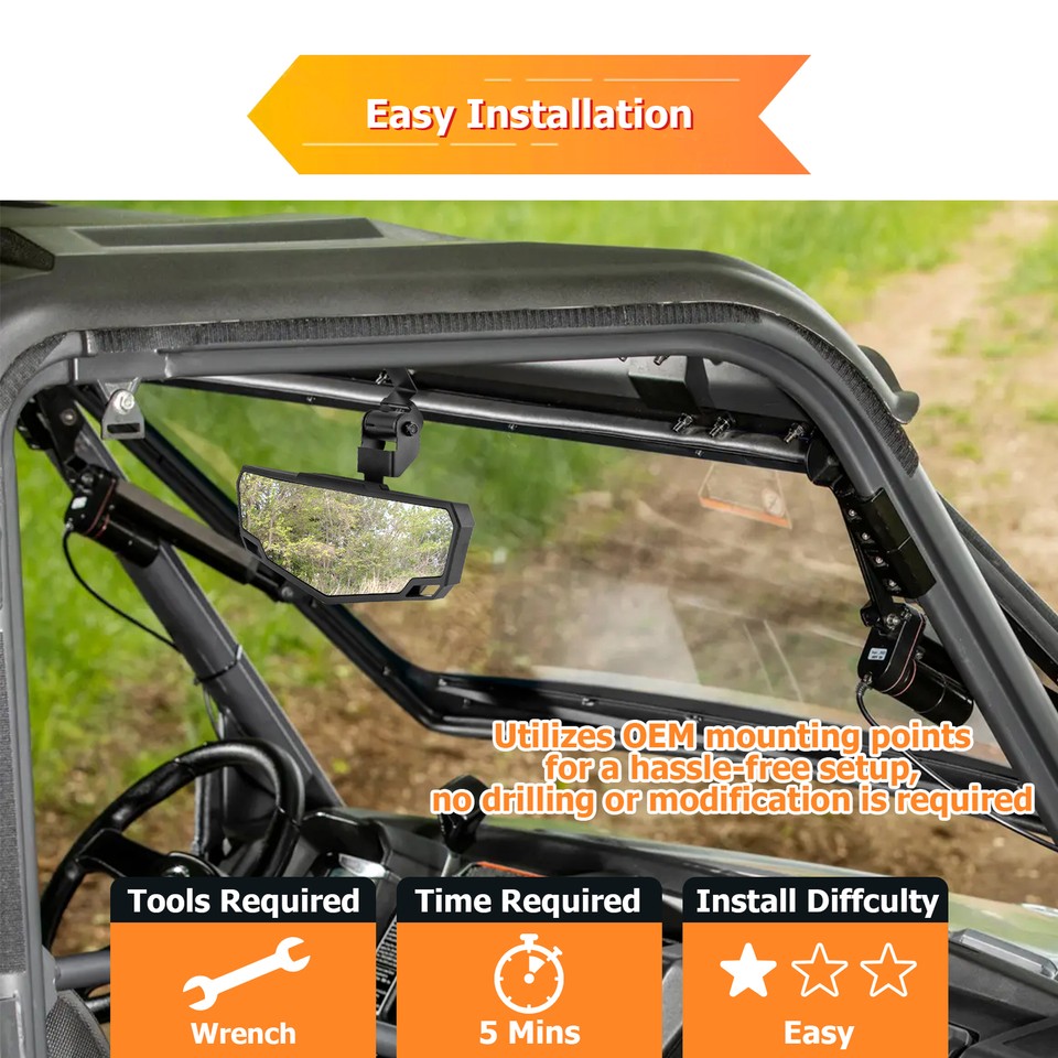 UTV Convex Center Rear View Mirror For CF-MOTO Uforce 1000/1000 XL 2019 ...