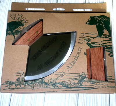 Rough Ryder Hardwood Handle Stainless Blade The Great Alaskan ULU Knife ...