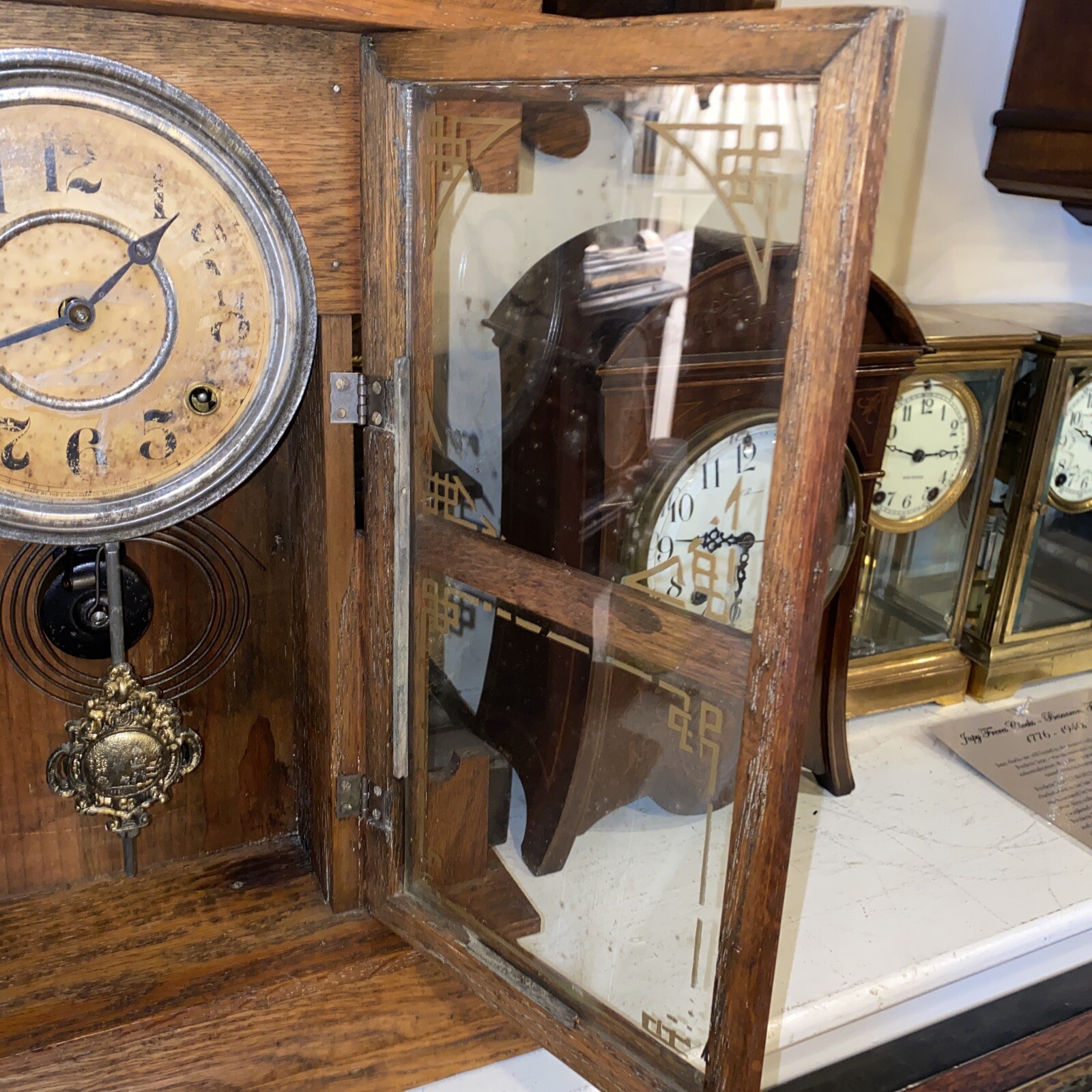 Antique Ingraham 8 Day Oak Shelf Parlor Mantle Clock | eBay
