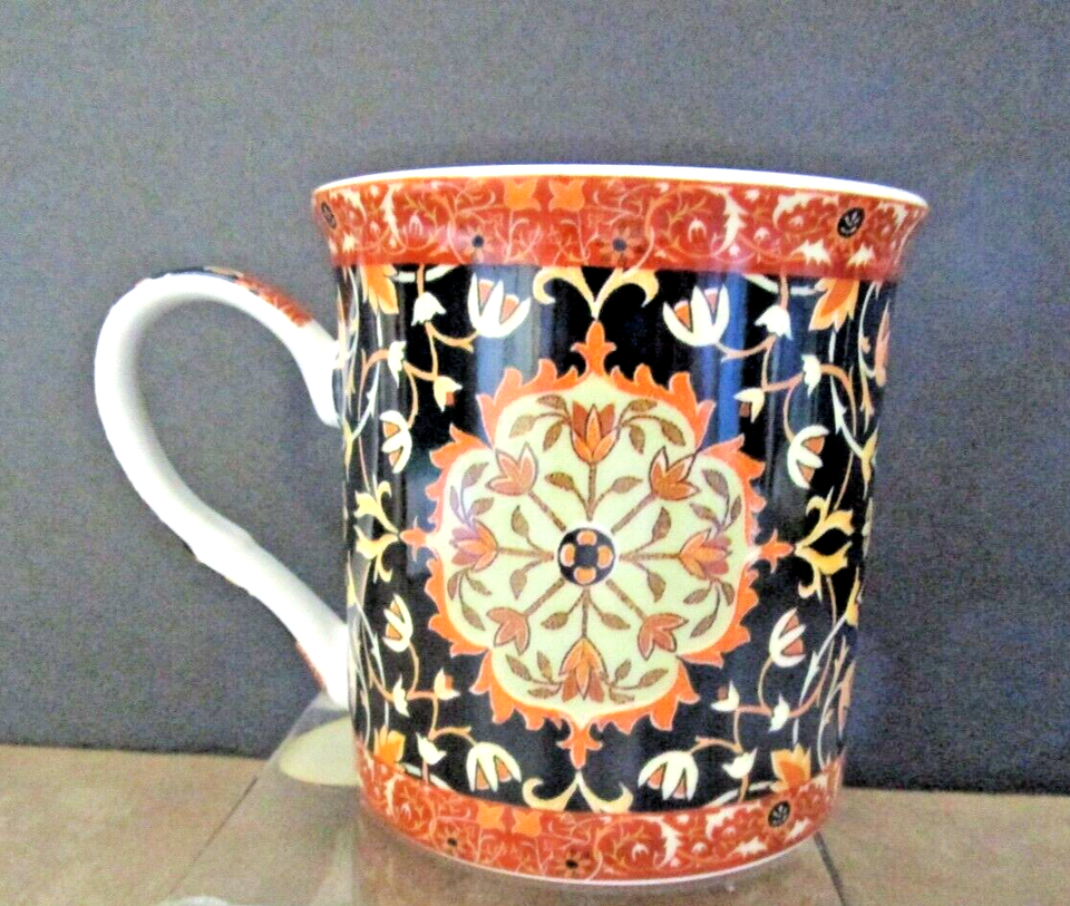Kent Pottery England Black Medallions and Floral Classic Ceramic Coffee ...