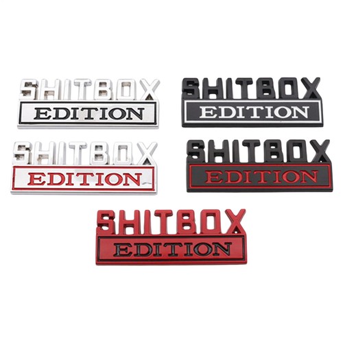 Car Badge Decal Sticker Emblem 3D Shitbox Edition Black/Red/White ...