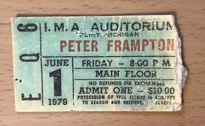 1979 PETER FRAMPTON WHERE I SHOULD BE TOUR FLINT MI CONCERT TICKET STUB ...