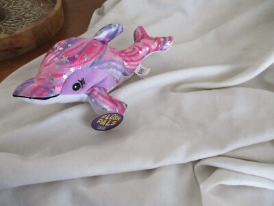 NEW BMI Plush Pals Pink Purple Shimmer Sparkle Dolphin Soft Stuffed ...