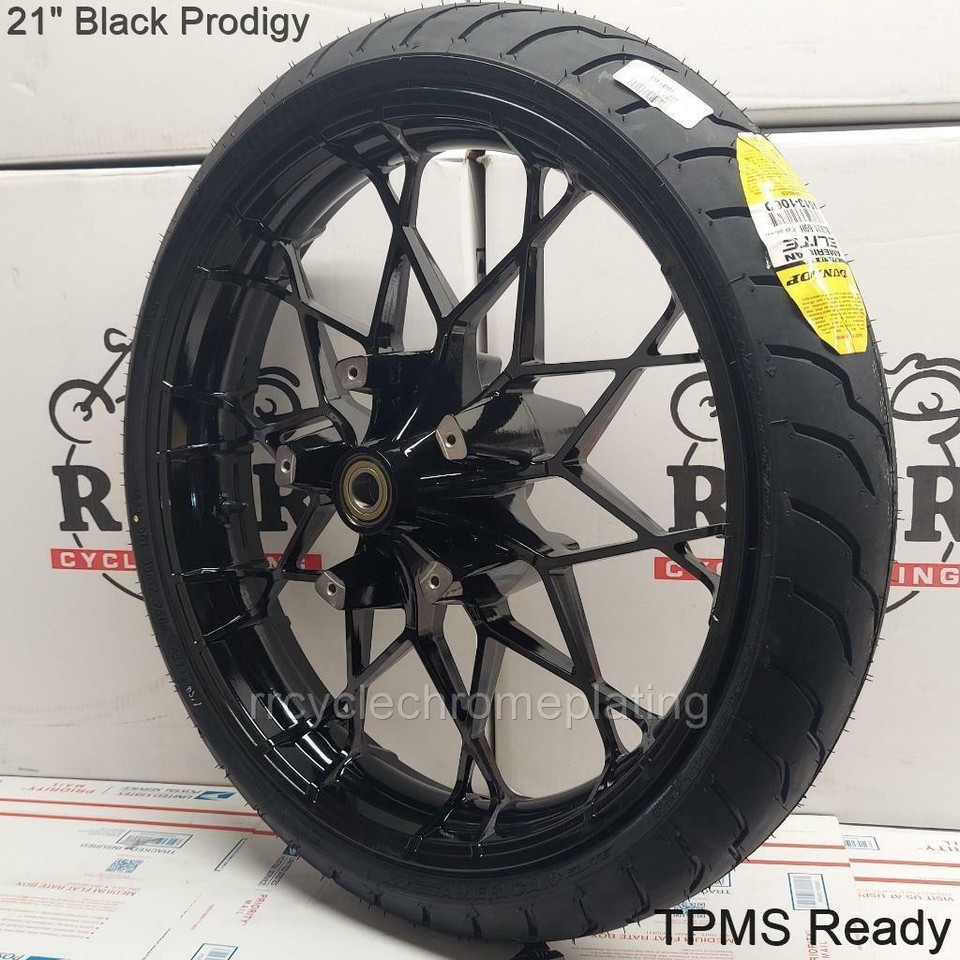 Harley 21" Black Prodigy Front Wheel Dunlop Tire Rotor 08-22 Ultra ...