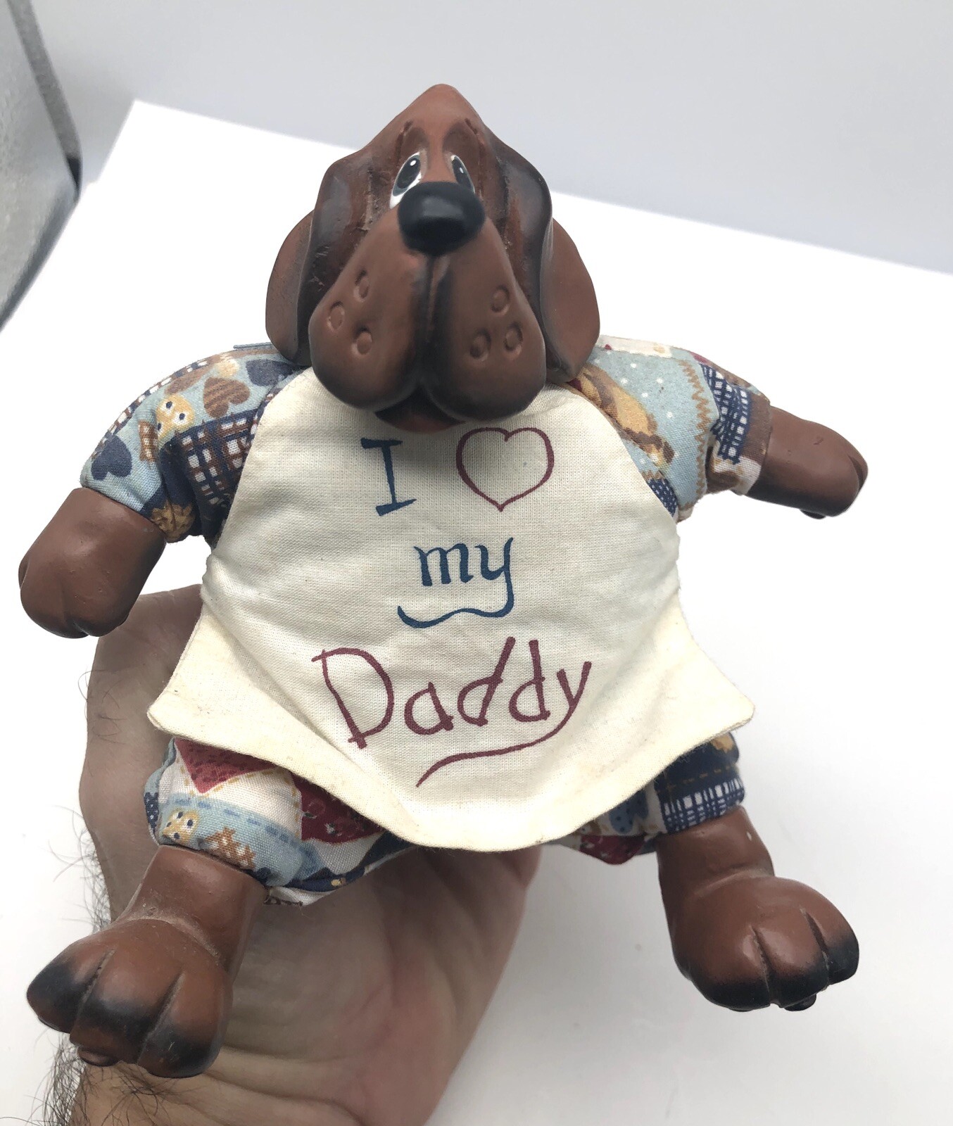 Russ Berrie Dog Figure Paper Weight Sitting 5.5” I love my Daddy On ...