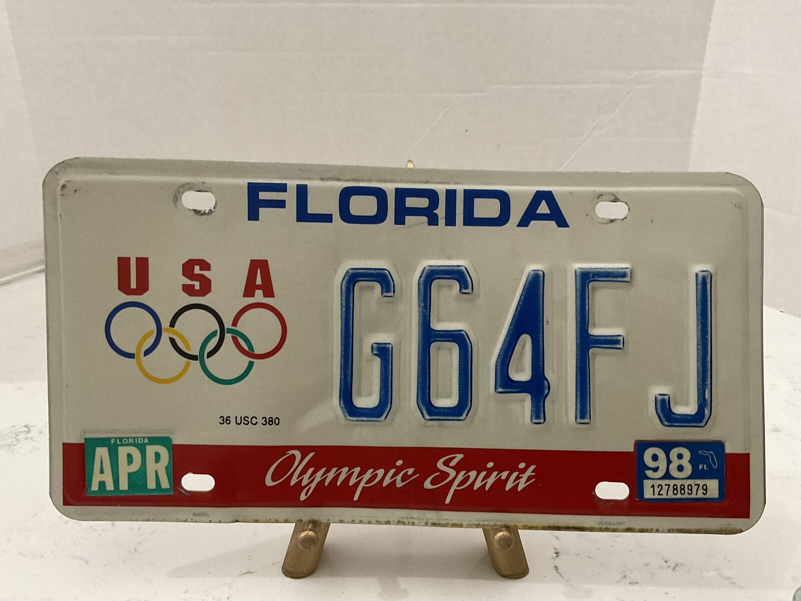 Florida G64FJ USA Olympic Spirit License Plate 1998 | eBay