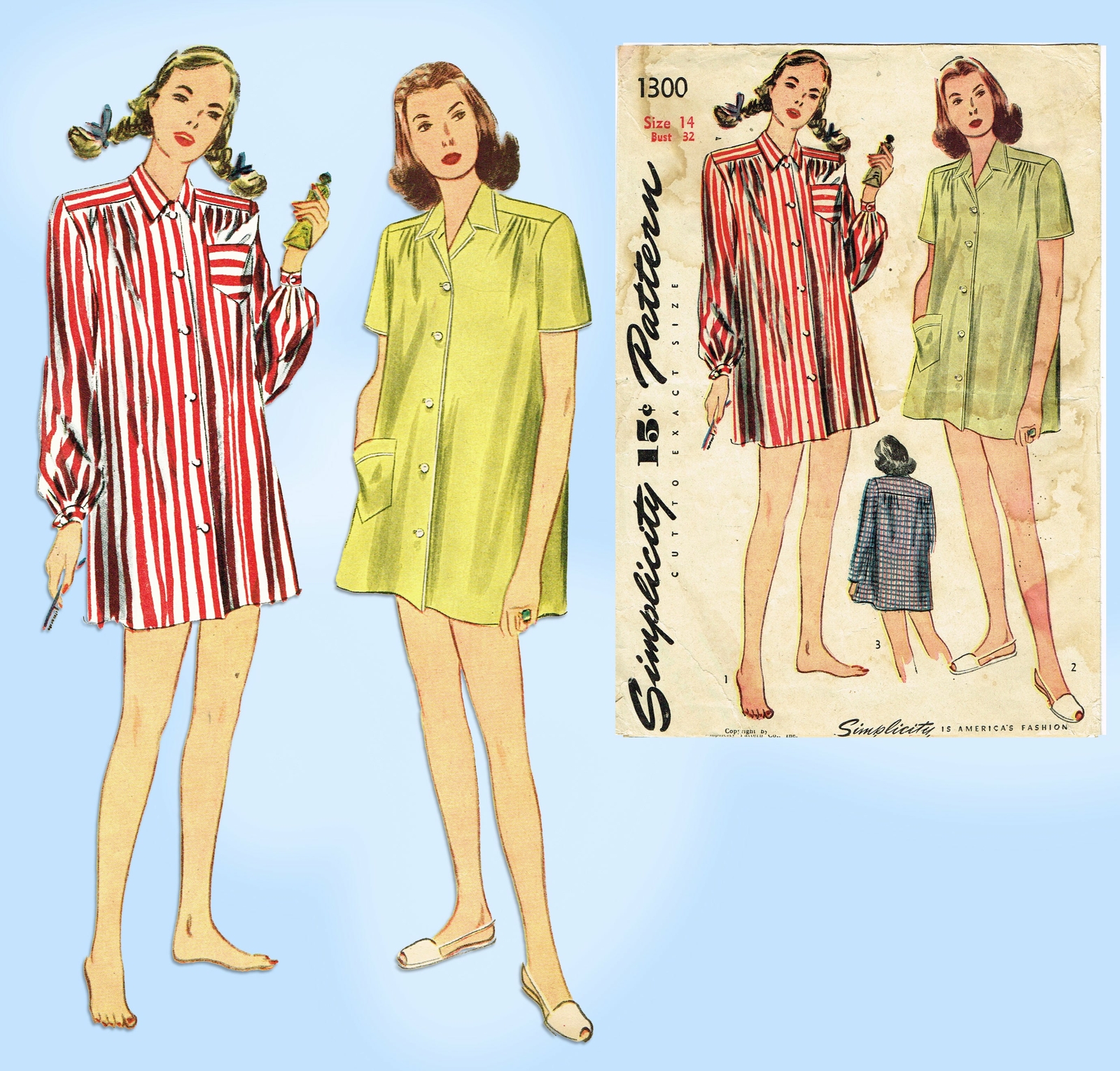 1940s Vintage Simplicity Sewing Pattern 1300 Misses WWII Boyfriend ...