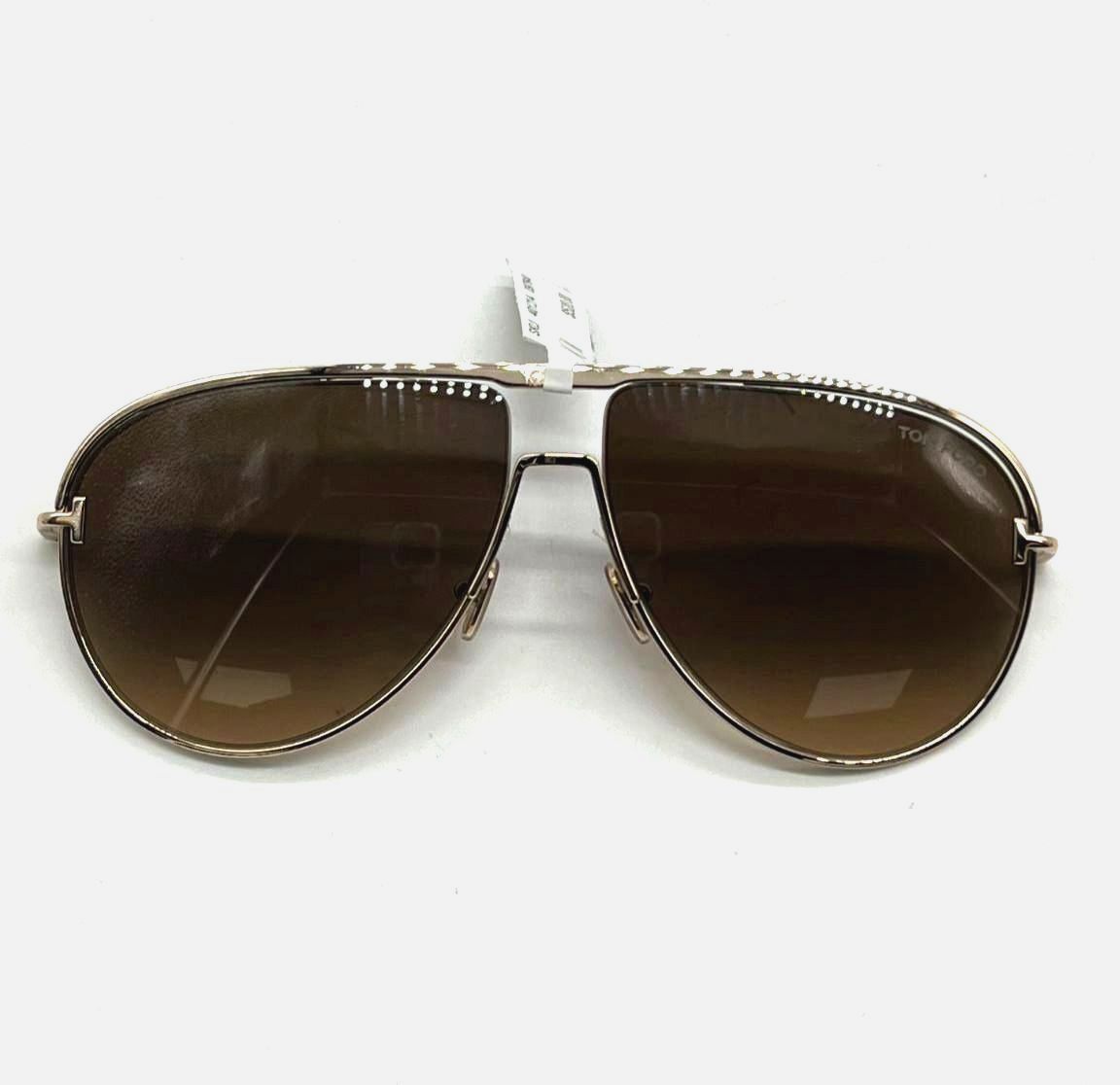 $520 Authentic Tom Ford Theo TF924 28F Women Gold Aviator Sunglasses ...