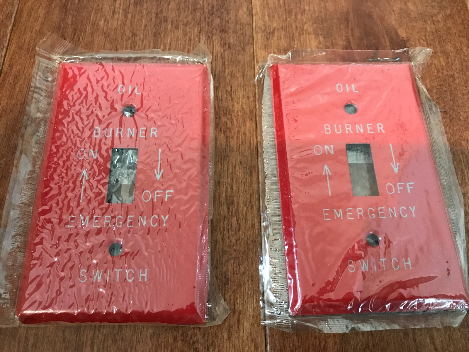 2 PACK- Emergency Oil Burner Metal Switch Cover WALL PLATE Red 2-3/4 X ...