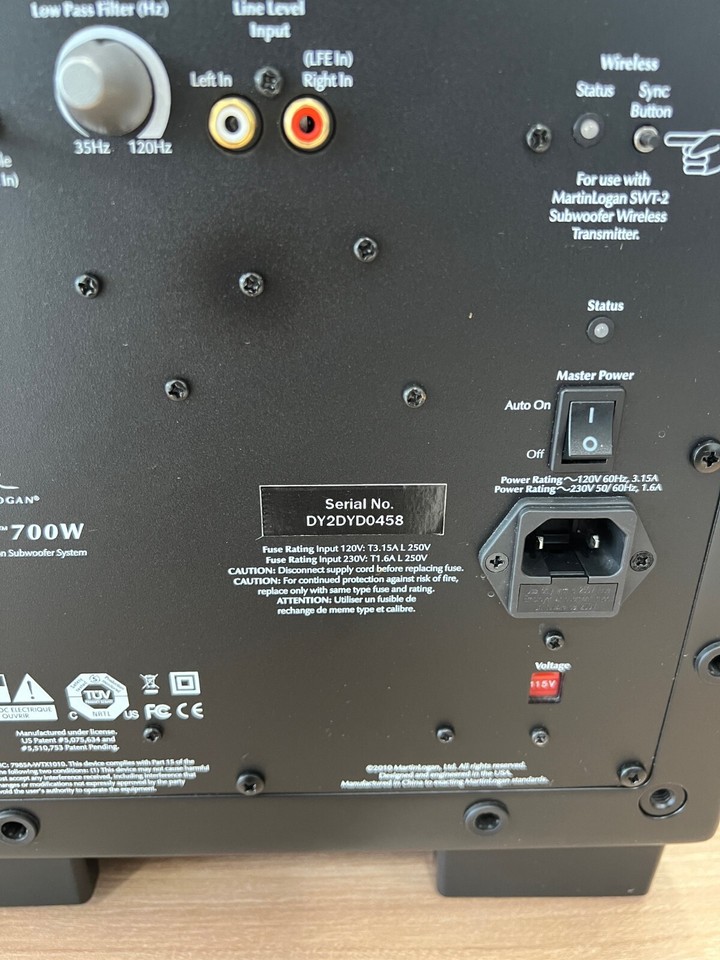 Martin Logan Dynamo 700w Powered 10" Subwoofer SWT2 Wireless Bass ...