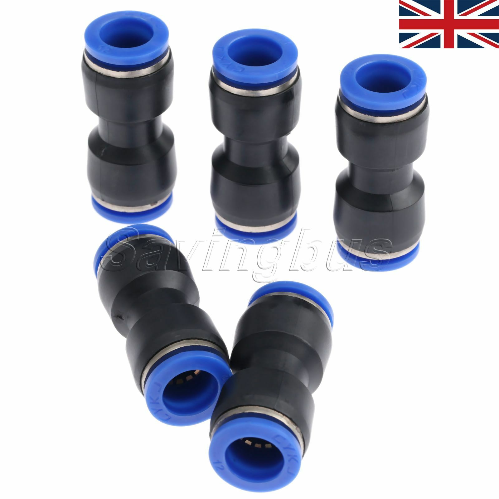 5x Pneumatic Straight Union Connectors Push In Fiting for Air Water ...