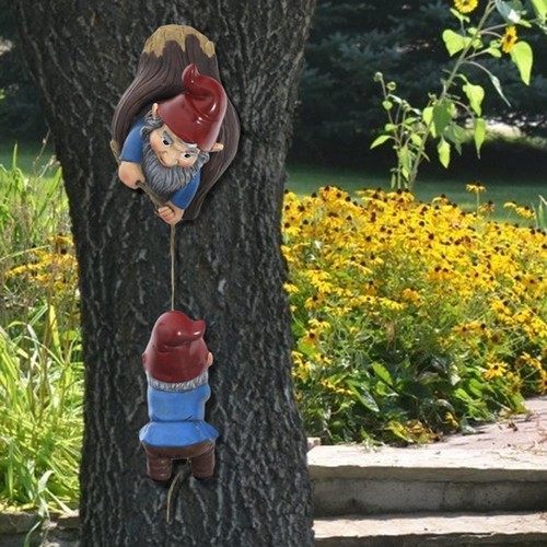 Outdoor Garden Hanging Cartoon Dwarf Climbing Tree Sculptures Resin ...
