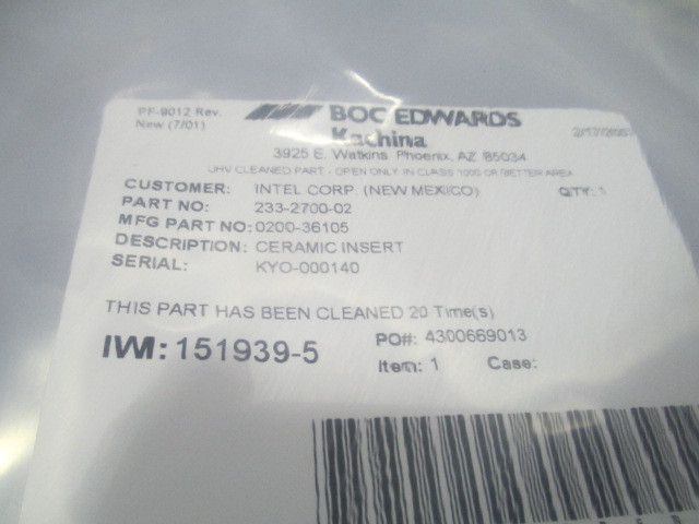 AMAT 0200-36105 Ceramic Chamber Insert 200mm TXZ CIP 424024 for sale ...