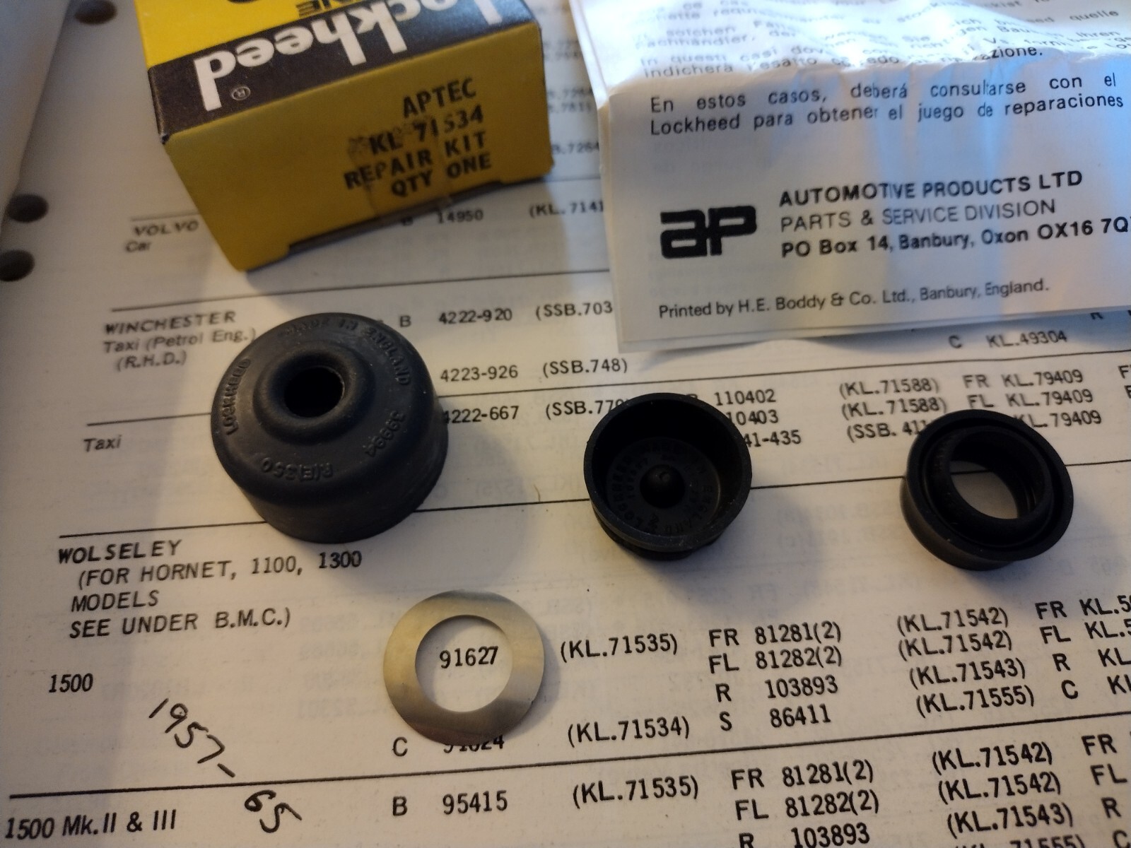 MGB Mini Sunbeam Alpine Rapier Clutch Master Cylinder Seal Kit Lockheed ...