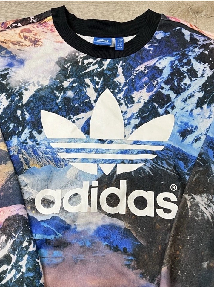 Adidas Black Mountain Clash All Over Trefoil Logo Sweatshirt Mens XS | eBay