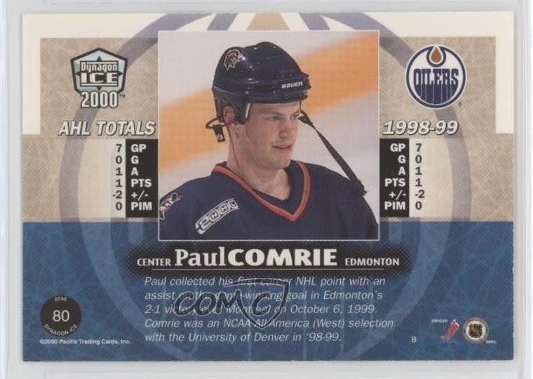 1999-00 Pacific Dynagon Ice Premiere Date /63 Paul Comrie #80 Rookie RC ...