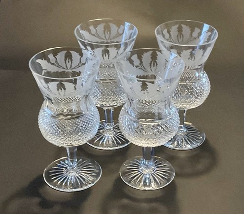 Vintage Edinburgh Crystal Wine Glasses Thistle pattern X4 | eBay