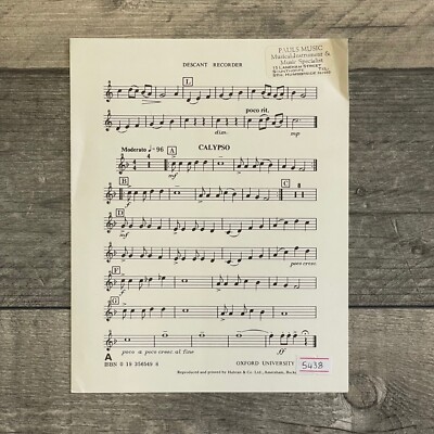 Calypso For Recorder Oxford University Press Sheet Music Page | eBay UK
