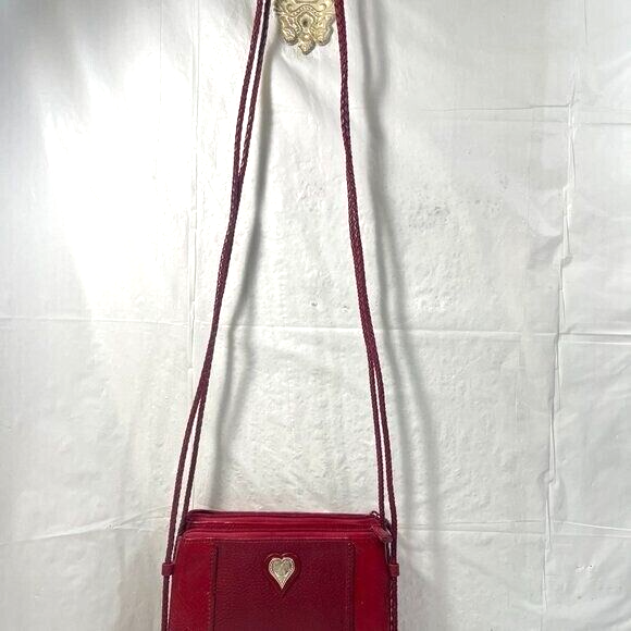 BRIGHTON Red Leather Small Crossbody Bag with Braided straps | eBay