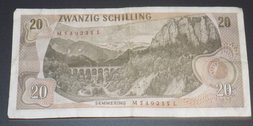 AUSTRIA 20 TWENTY ZWANZIG SCHILLING 1967 Austrian Note Currency Money ...