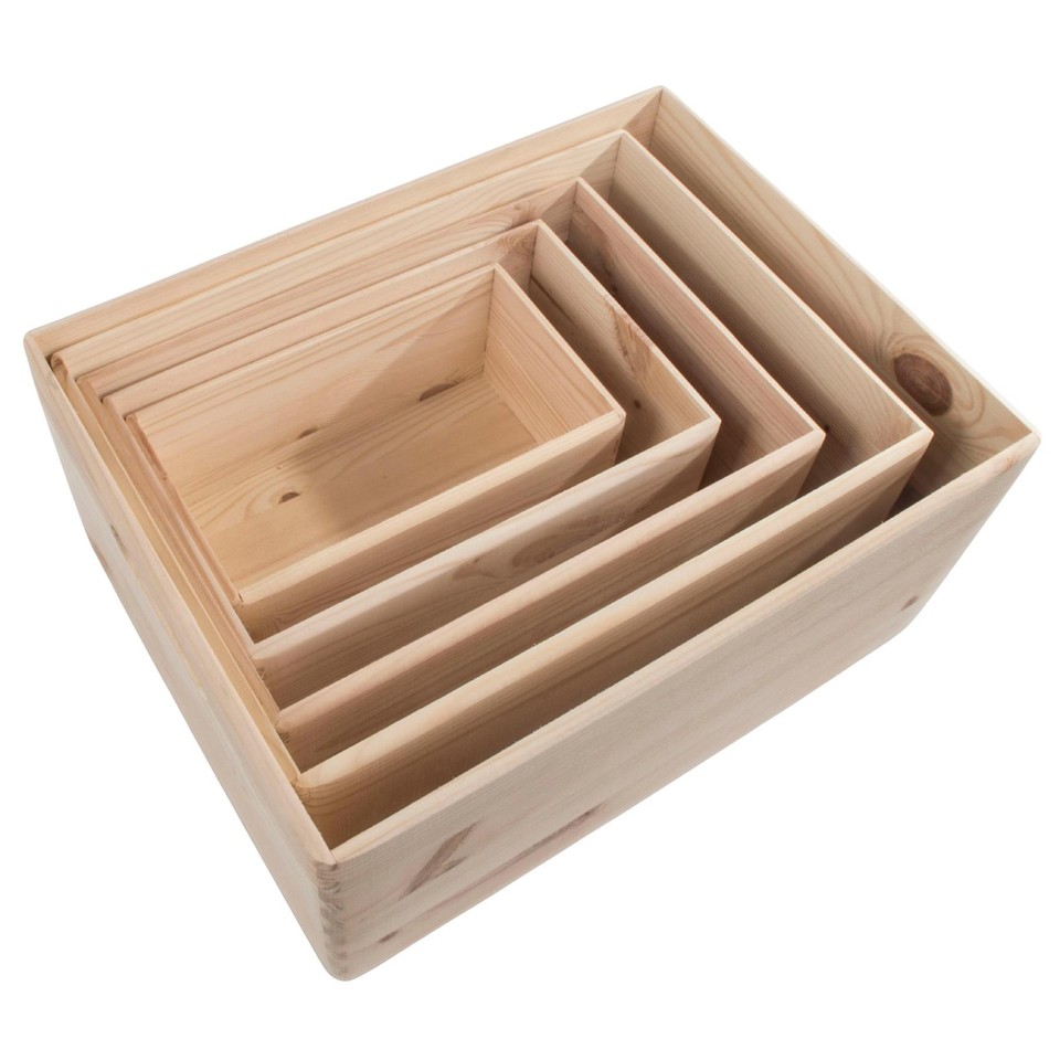 Wooden Open Decorative Storage Boxes / 5 Sizes / Small to Large ...