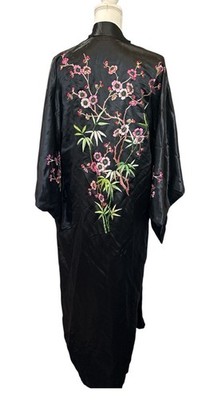 Golden Dragon Vintage Silk Embroidered Dragon Kimono Robe Black | eBay
