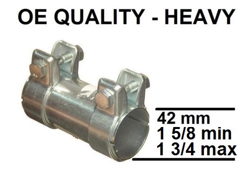 1 3/4 inch EXHAUST PIPE COUPLER JOINER 42mm PIPE -NO WELDING- STAINLESS ...