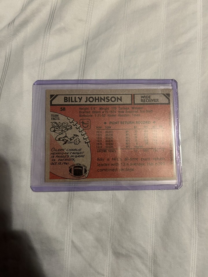 1980 Topps Billy Johnson Football Cards #58 | eBay