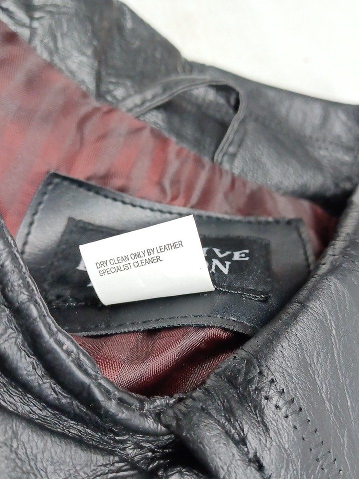 Vtg Haband Executive Collection Mens Leather Jacket Black Patch Work Sz ...