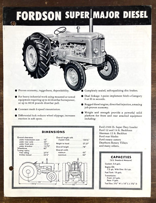 Fordson Super Major Diesel Tractors 1961 Dealer Sales Brochure Spec ...
