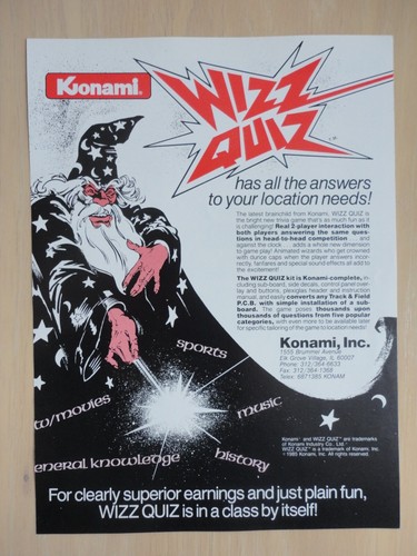 Wizz Quiz Arcade Machine Flyer Original Magazine Pull Out Ad | eBay