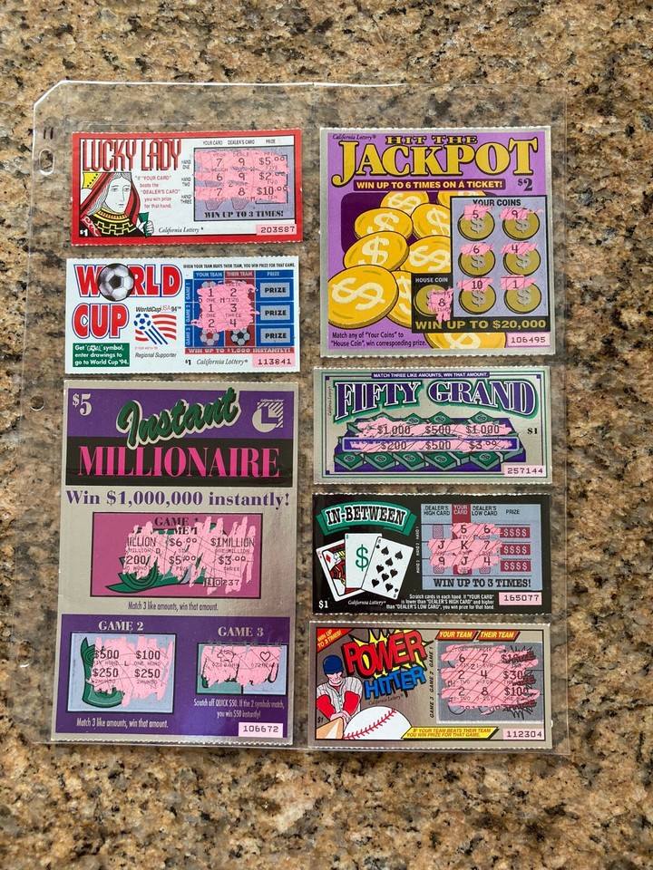 Vintage California Scratched Lottery Tickets - Complete Set 1985-1994 ...