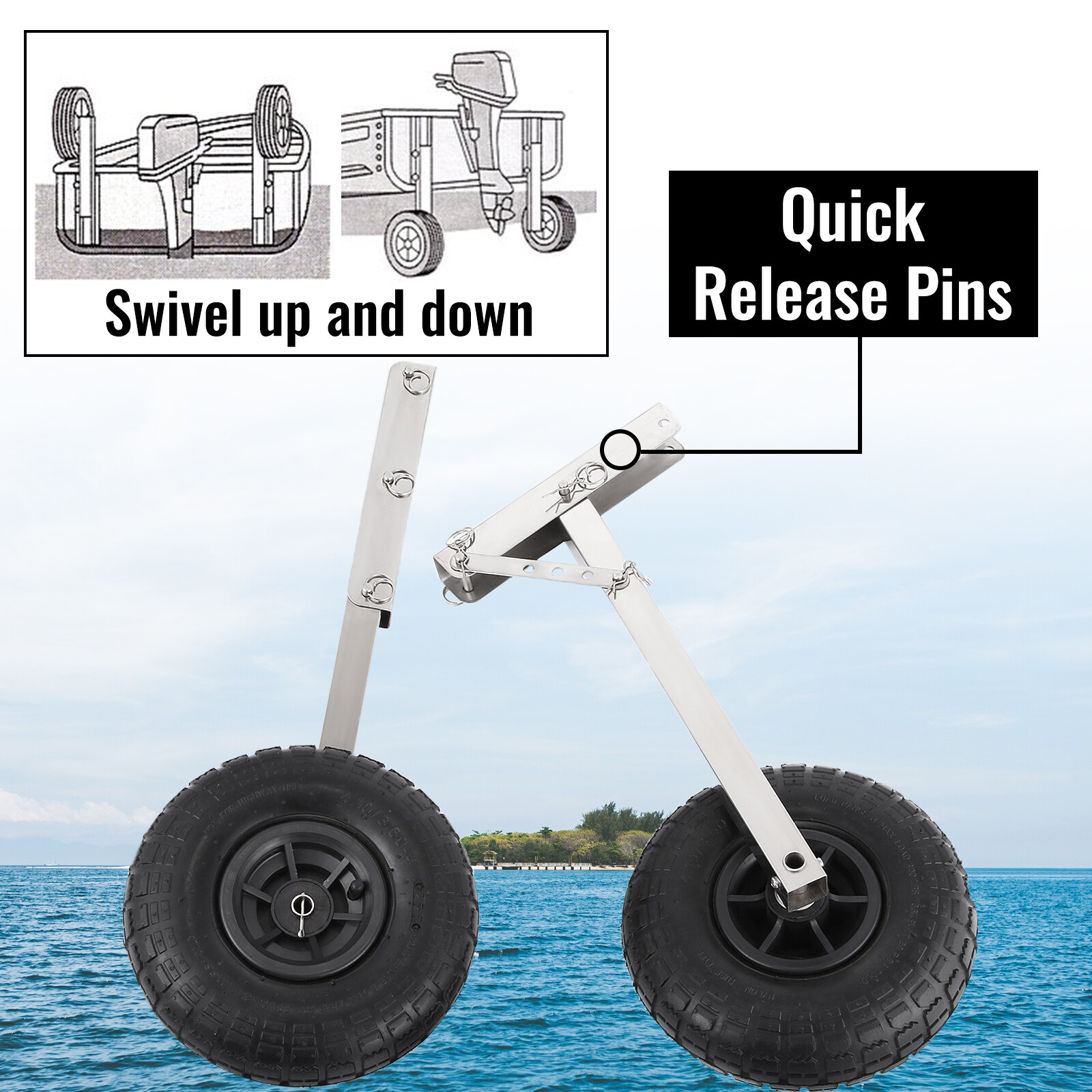 VEVOR Inflatable Boat Transom Launching Wheel Dolly For Dinghy Yacht ...