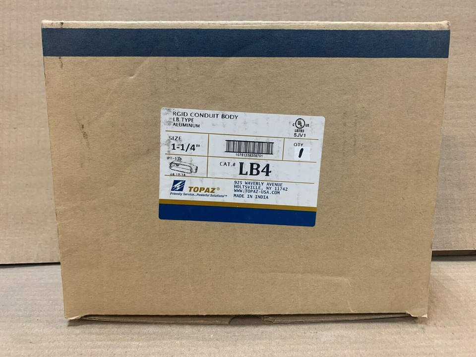 NEW TOPAZ LB4 RGID CONDUIT BODY ALUMINUM SIZE 1-1/4" LB TYPE AK | eBay