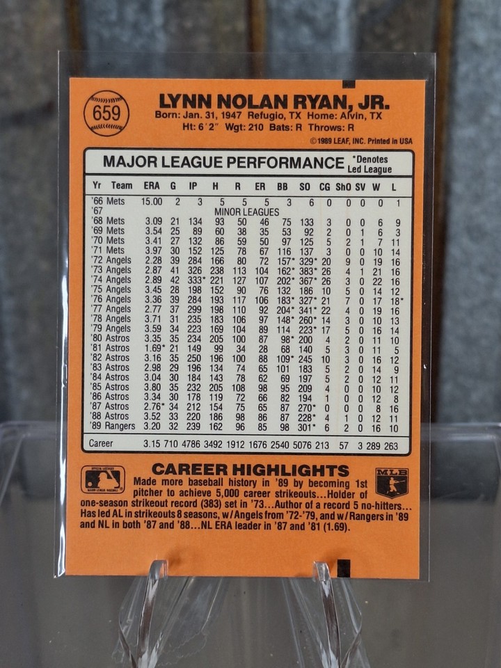 1990 Donruss Nolan Ryan ERROR CARDS - WRONG BACKS King of Kings / 5,000 ...